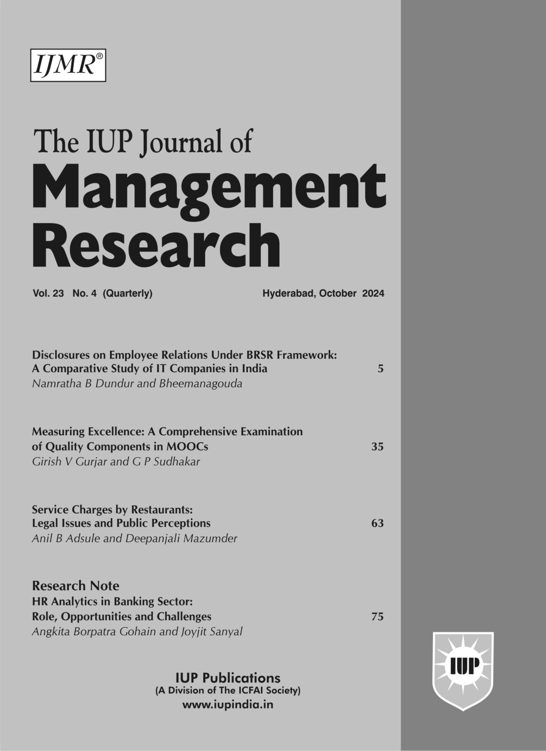 Prabandhan: Indian Journal of Management - Journal Subscription Services